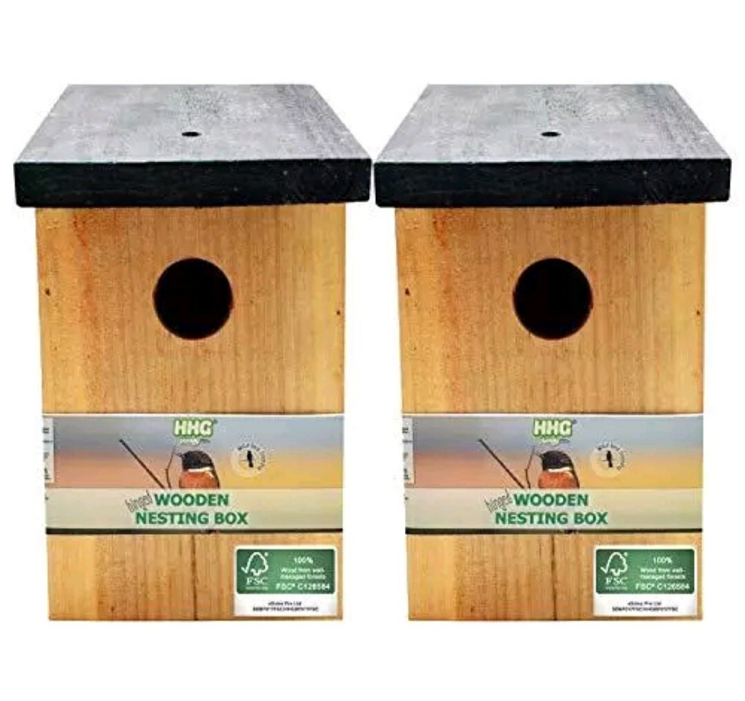 Wooden Bird Nesting Box Nest House for Small Wild Garden Birds (Set of ...