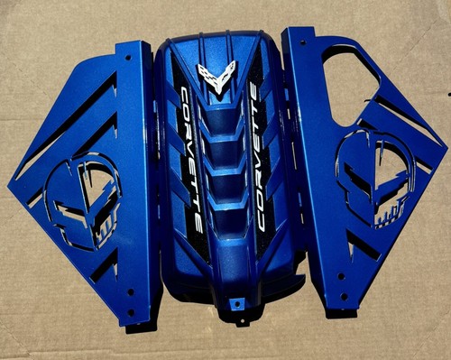 Engine Covers Panels For Corvette C8 2020-2024 Blue Metallic Jake Skull ...