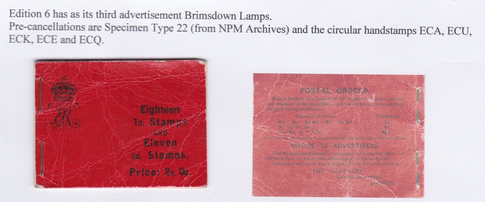 Early Post Office booklets. Booklet pages & | Grelly UK