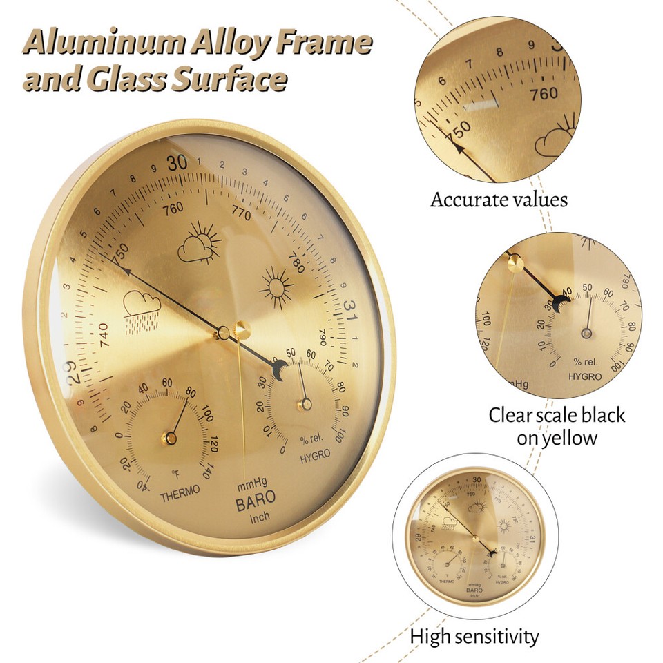 3-in-1 Wall Hanging Weather Station Barometer Thermometer Hygrometer In ...