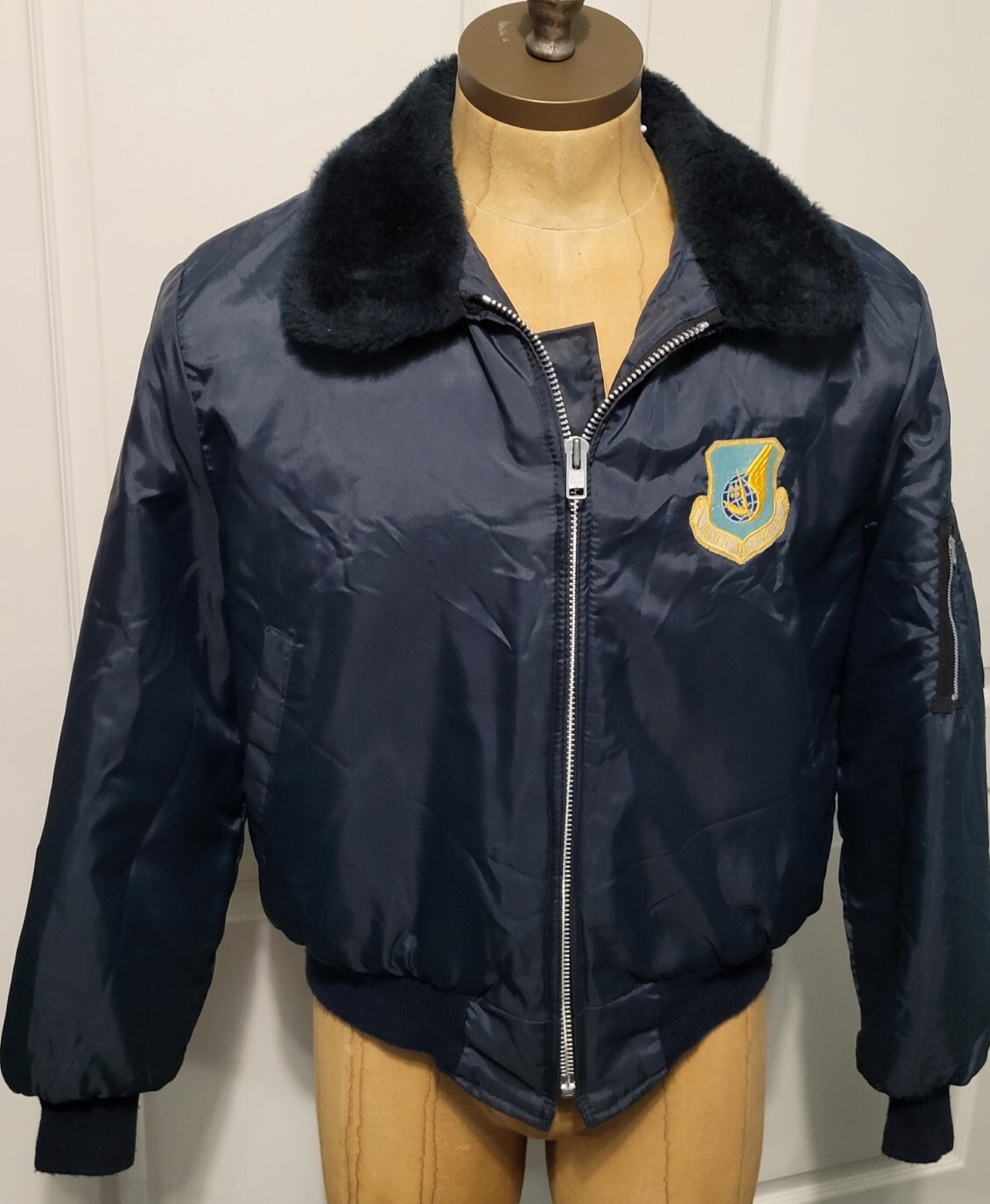 Vintage Aviator Jacket, Top Gun Style, Navy Blue Nyl… - Gem