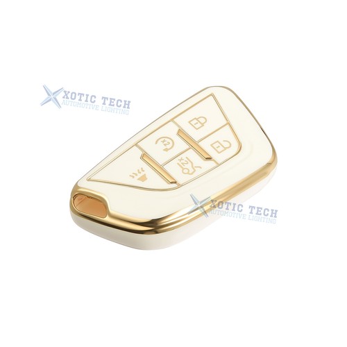 White Full Seal Keyless Key Fob Cover w/Keychain For Cadillac CT5 CT6 ...