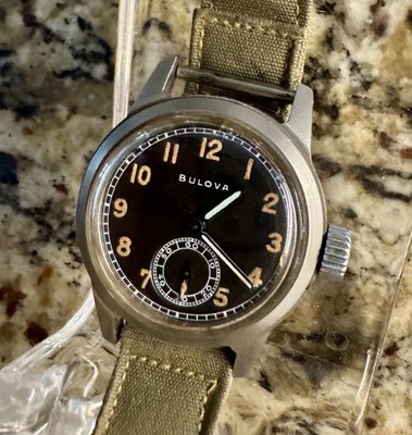 Vintage 1940's Bulova WW2 Military Field Watch Black Dial Running | eBay