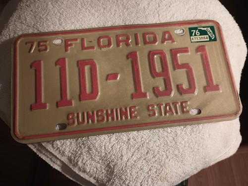 Vintage 1975 Florida Sunshine State License plate orange 11D-1951 | eBay
