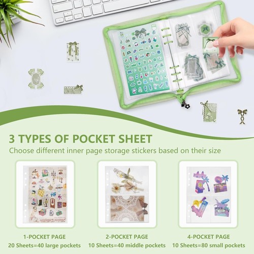 A5 Sticker Storage Binder - Reusable Sticker Book with Zipper & Pockets ...