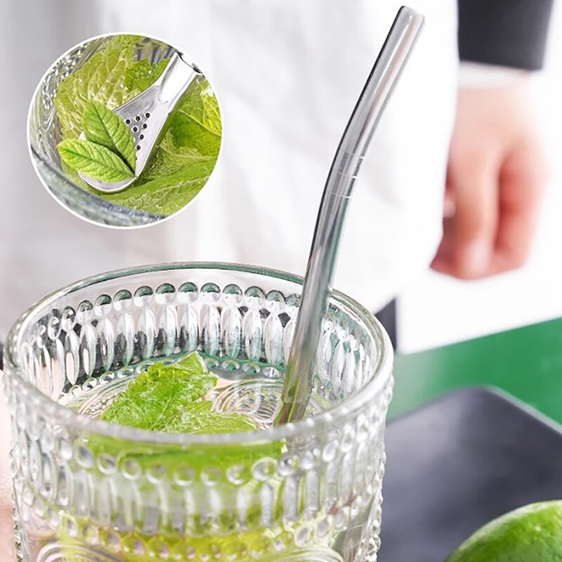 Straws Spoons Reusable Stainless Steel Drinking Straws Spoons 2 in 1 ...