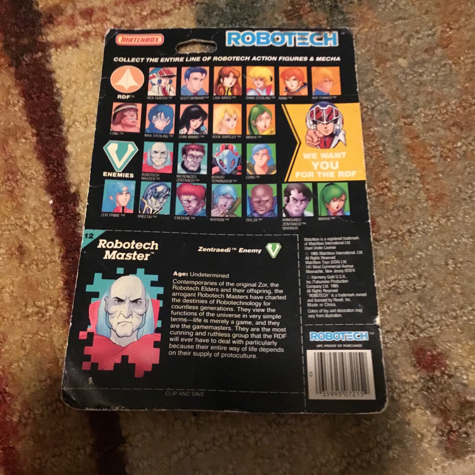 1985 Matchbox Robotech Master Zentraedi Enemy 4" Sealed Action Figure ...