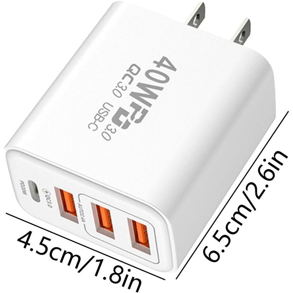 40W USB Wall Charger Adapter 4Ports Phone Plug Adapter Durable Charging ...