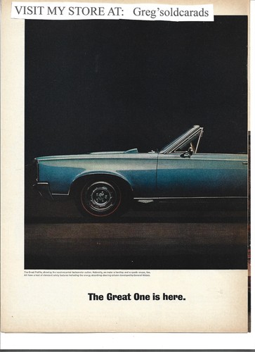 Original 1967 Pontiac GTO vintage print ad: "The Great One is here." | eBay