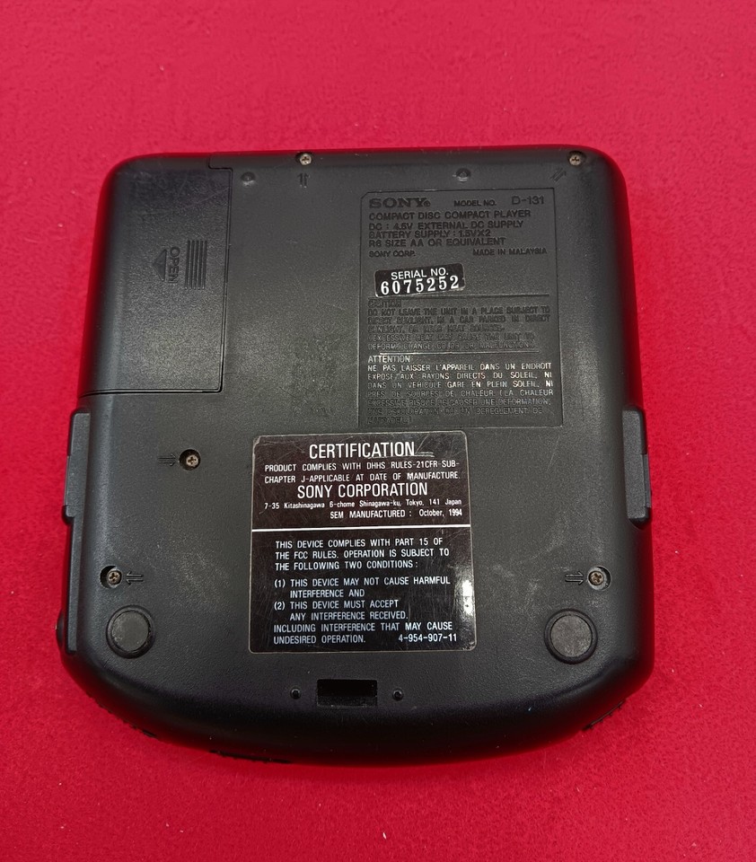 Discman Sony D 131 Mega Bass ( PARTS ONLY) CD Player 1994 | eBay
