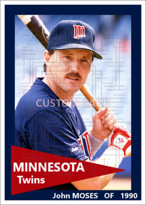 John Moses - 1990 Minnesota Twins - 2.5 x 3.5 custom card (blank back ...