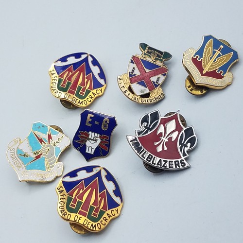 Vintage Lot Of 7 Multicolor American Military Insignia Pins Brooches 65 ...