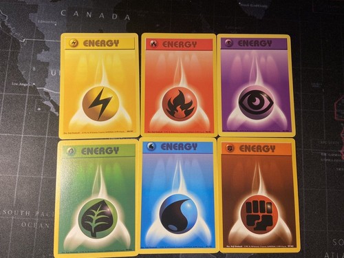 6 Basic Energy Lot 1999 English Base Set Unlimited WOTC Pokemon Cards ...