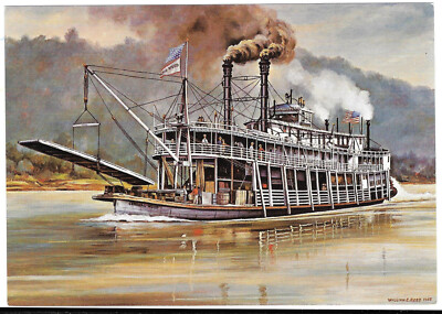 1973 William E. Reed Painting General Wood Riverboat Paddleboat ...