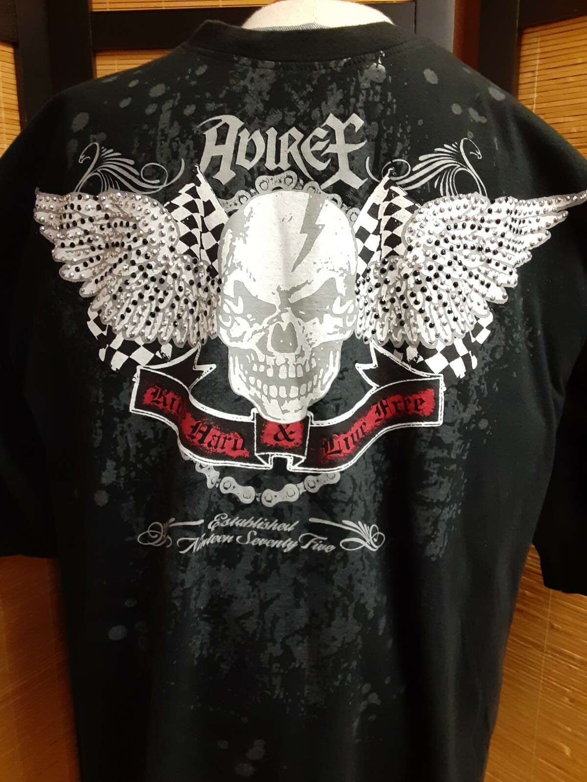 "BOG0" MENS AVIREX BIKER/MOTORCYCLE SKULL T SHIRT Sz … - Gem