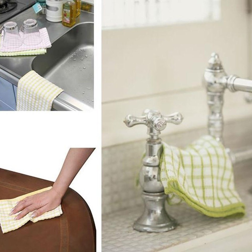 Dish Absorbent Soft Cleaning Cloth Terry Cotton Micro-fiber Tea Towel ...