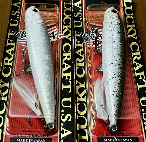 2 Lucky Craft Gunfish 115 Walking Bait Topwater Lures WHITE FLASH/CRACK ...