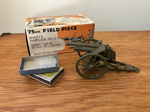 1950's Linemar Spring Action 75mm Field Piece Toy Cannon with Ammo and ...
