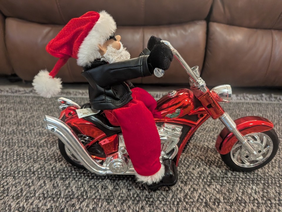 Vintage Dan Dee Santa On Motorcycle Sings Born To Be Wild Works | eBay
