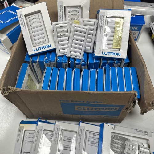 36- Lutron Radio RA2 RKD 6-Button Keypads White + 6 misc extras pads ...