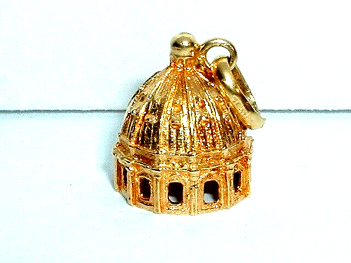 18k YELLOW GOLD ST. PETER'S BASILICA DOME VATICAN ITALY PENDANT CHARM ...