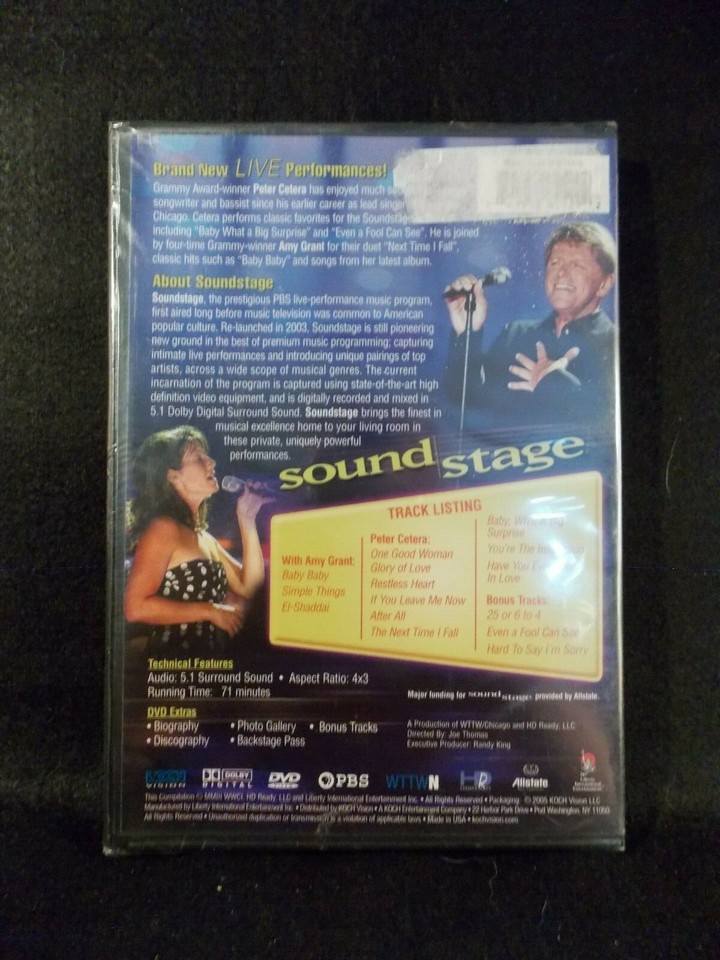 SoundStage Presents Peter Cetera (DVD, 2005) with Amy Grant BRAND NEW ...