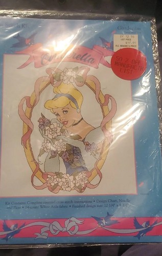 NEW Disney Cinderella Counted Cross Stitch Kit Gardenias 39004 | eBay