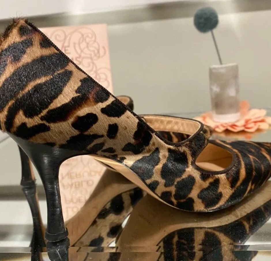 Beautiful faux fur high heeled Manolos | eBay