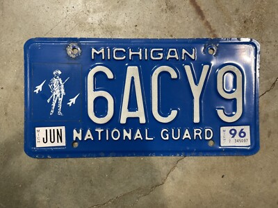 1995 Michigan National Guard License Plate # 6ACY9 | eBay