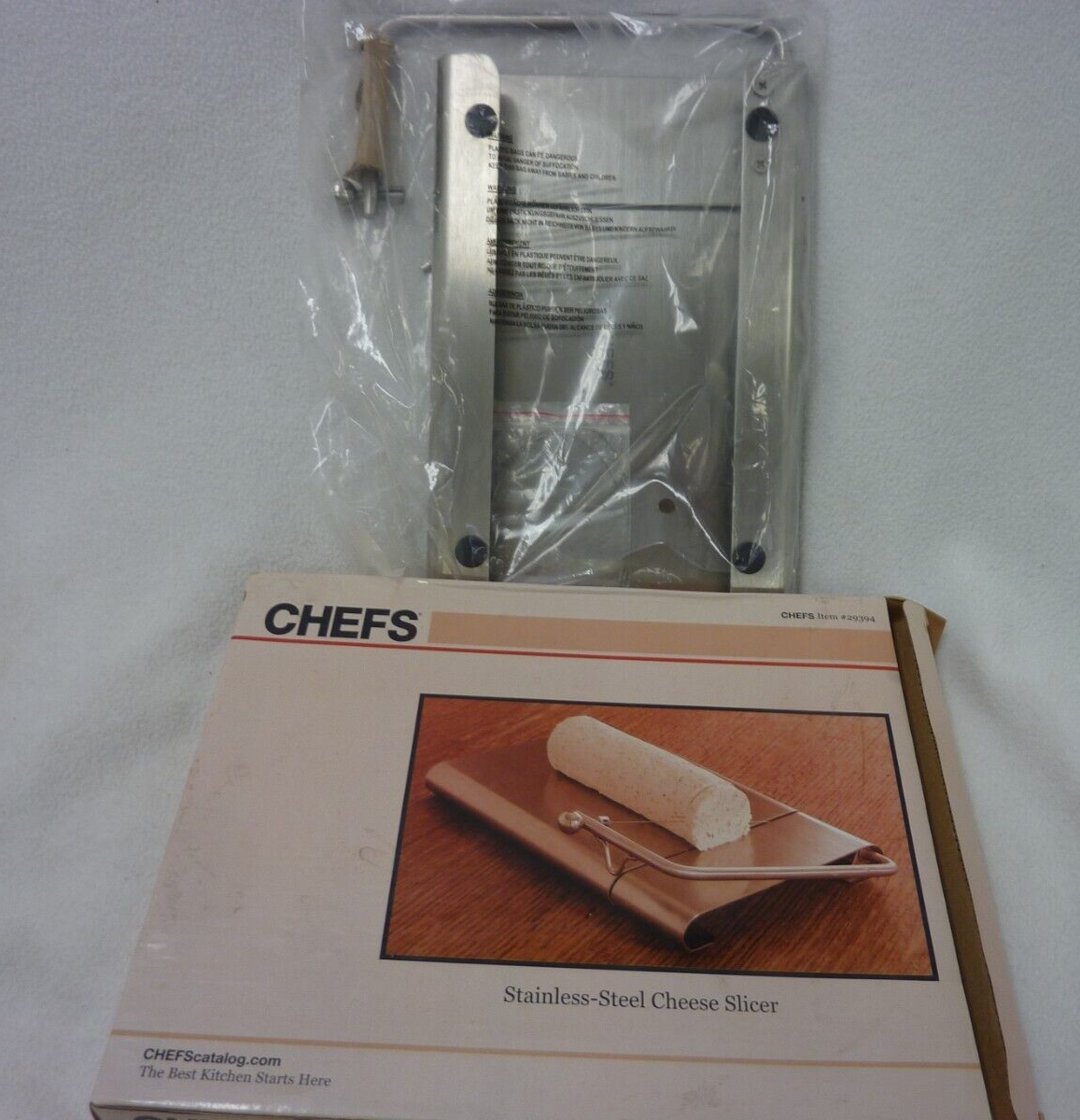 CHEFS STAINLESS-STEEL CHEESE SLICER - ITEM #29394 NIB W/3 EXTRA WIRES ...