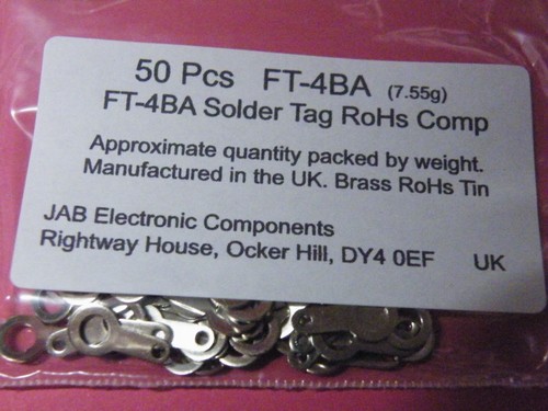 50 Pc Solder Tags 4BA Material 0.46mm Thick Quality BRITISH MADE *RoHs ...