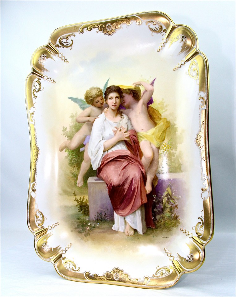 OLD VIENNA AUSTRIA PORCELAIN CABINET WALL PLAQUE TRAY BEEHIVE MARK ...