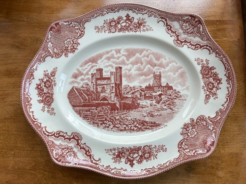 Johnson Bros Old Britian Castles Pink Oval Serving Platter 14x11.5 | eBay