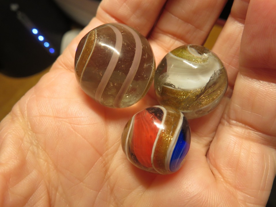 3 ANTIQUE HANDMADE GERMAN LUTZ MARBLES RARE !!! | eBay