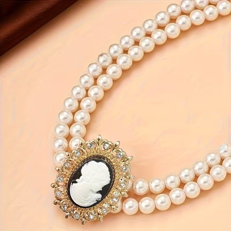 1pc Vintage style Double Layer Necklace, Golden Alloy, Sexy Clavicle ...