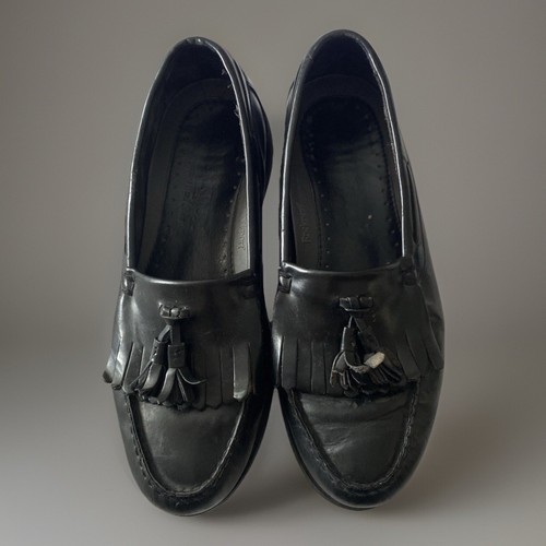 ROCKPORT BLACK LEATHER TASSELS SHOES LOAFERS MENS SIZE 9.5 D VINTAGE ...