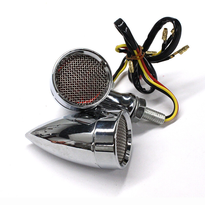 Motorcycle Bullet Red Brake LED Running Turn Signal Tail Light Bobber ...