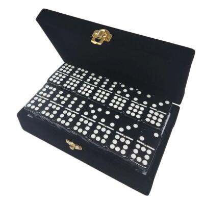 Domino Double Nine 9 Black Jumbo Tournament Pro Size Black Velvet Box ...