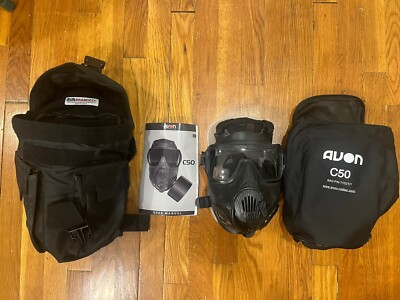 Avon C50 Medium Gas Mask w/ Drop Leg Bag Military Police Swat Prepper ...