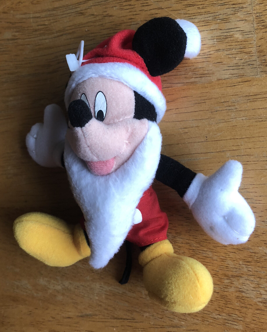 5” Tiny Mickey Mouse Santa Hat Beard Disney Applause Christmas Mouse ...