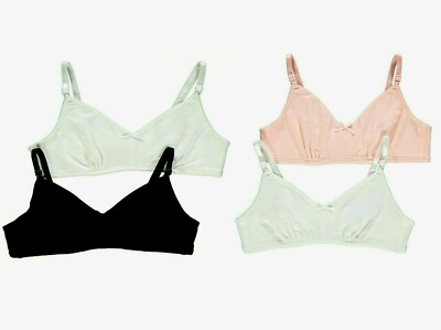 GIRLS NON PADDED COMFORT FIRST BRA BLACK AND WHITE 2 PACK | eBay
