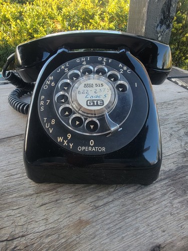 VINTAGE GTE AUTOMATIC ELECTRIC PHONE BLACK ROTARY DESK TELEPHONE ...