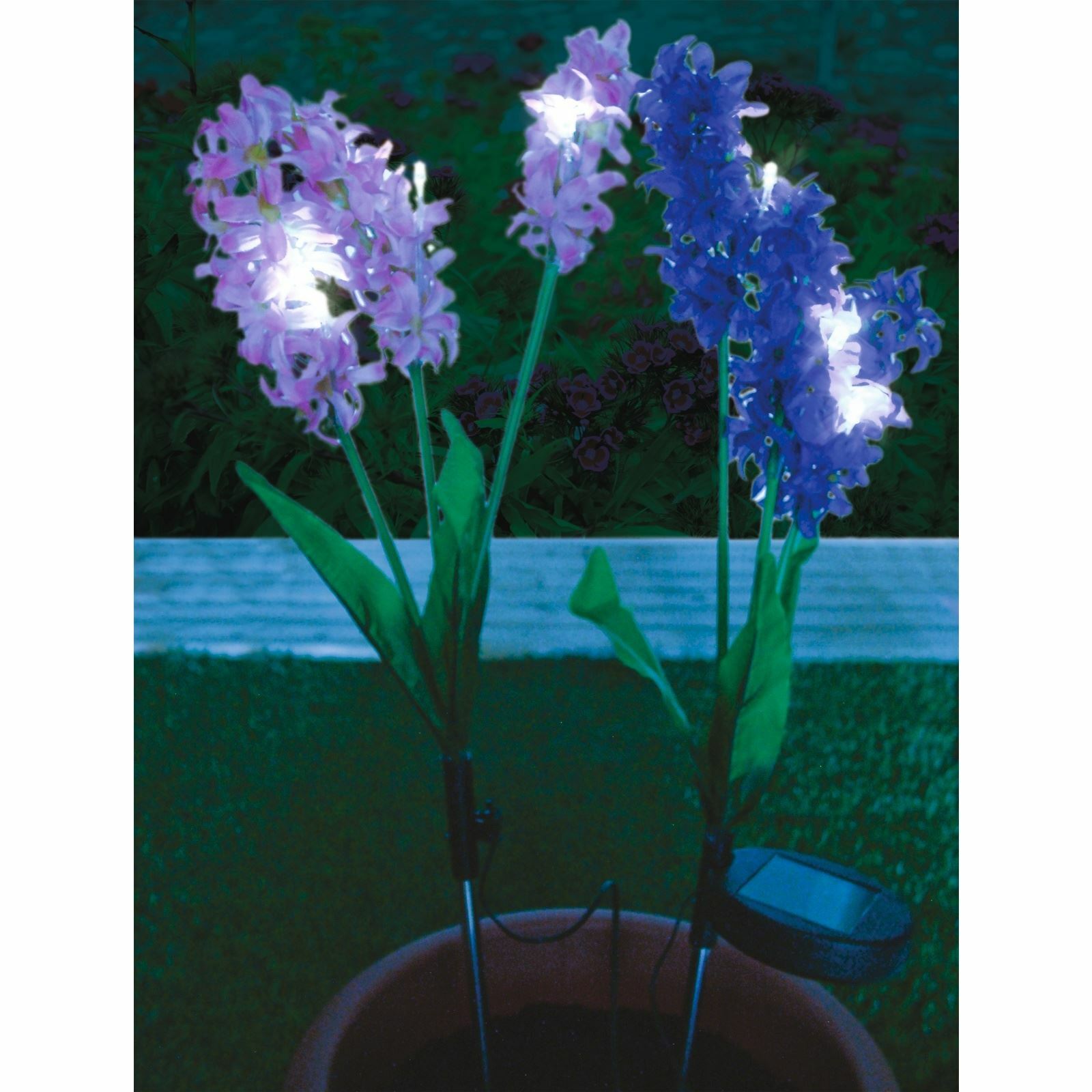 Hyacinth Style Stake Lights Solar Powered Flower Design Garden Lighting ...