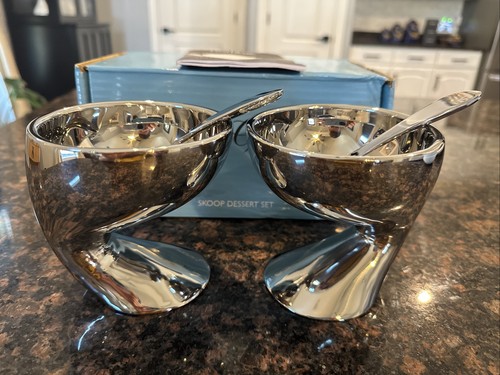 Nambe Dessert Set 2 Piece “Skoop” - NEW in Box - Gourmet Bowls & Spoons ...