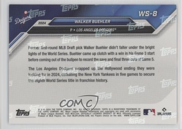 2024 Now World Series Champions Los Angeles Dodgers /37082 Walker ...