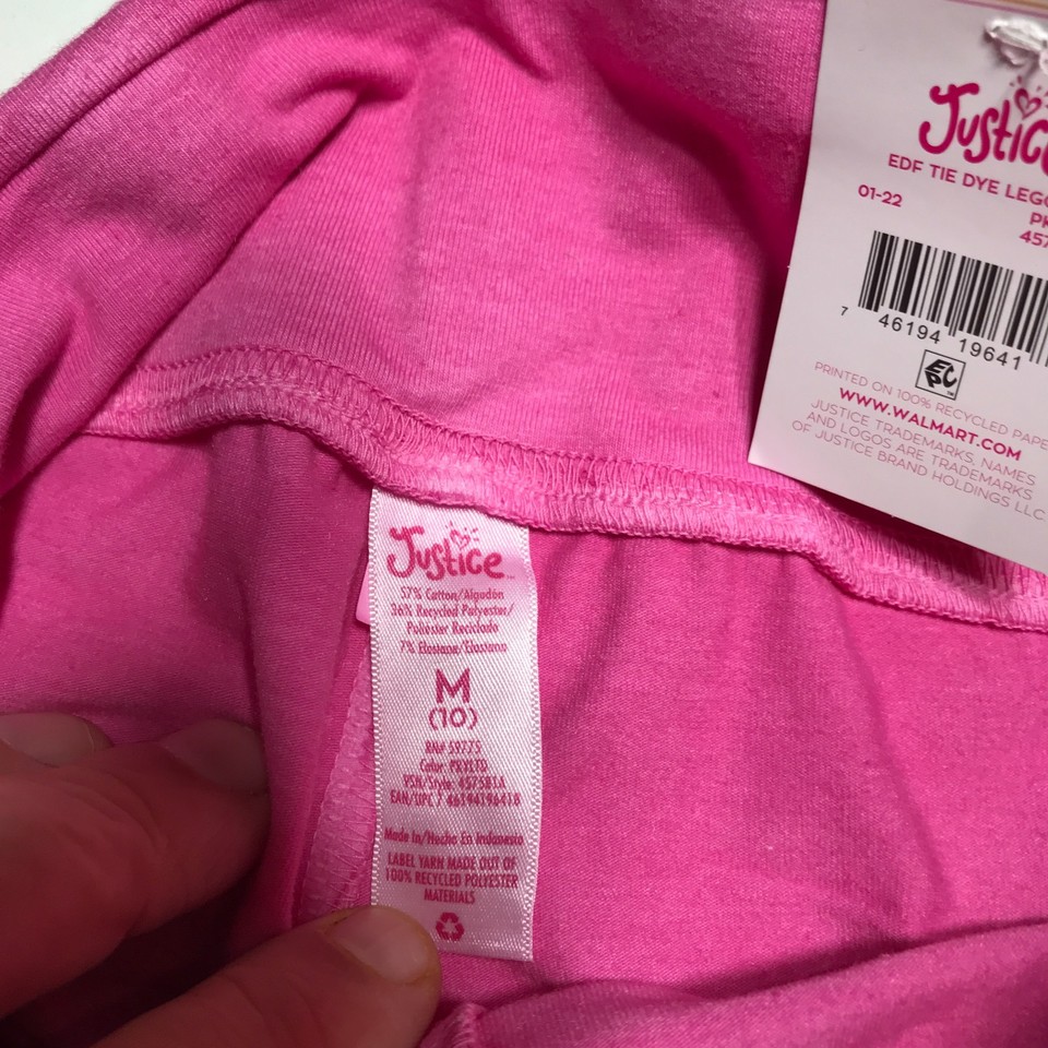 Justice Girls Everyday Faves Leggings Tie-Dye Full Length Pink Green ...