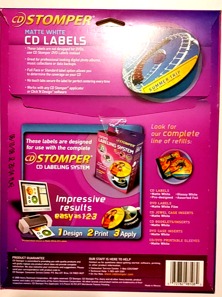 CD Stomper Matte White CD Labels ONLY-40ct-ONLY 72782981082 | eBay