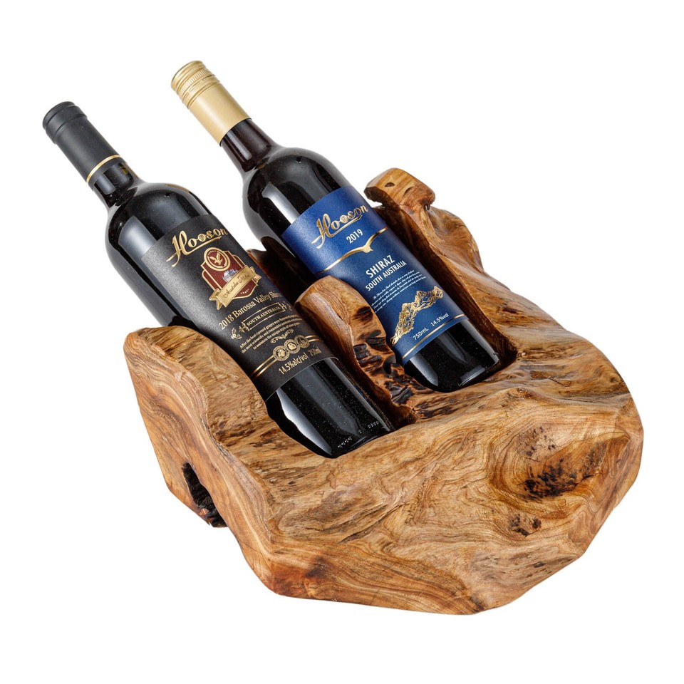 Natural Hand Carved Root Wood Wine Bottle Holder Natural Edge Bottle ...