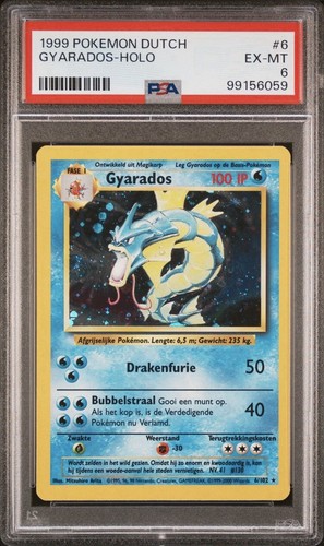 1999 Pokemon DUTCH Unlimited Base Set Gyarados Holo 6/102 PSA 6 EX-MT ...
