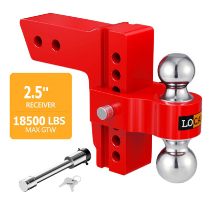 Adjustable Red Trailer Hitch Fit 2.5 Inch Receiver 6 Inch Drop Tow ...